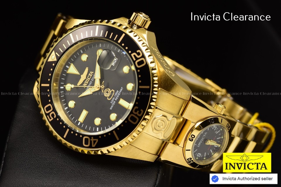 Invicta Grand Diver Mens 47mm Automatic DUAL TIME BLACK Dial Quartz ...