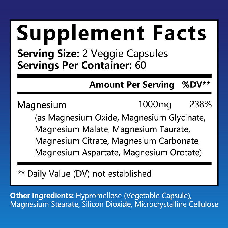 Magnesium Complex 1000mg 8 Elemental Magnesium Bones Heart Health 120 ...
