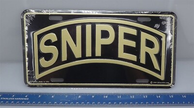 LICENSE PLATE SNIPER BLACK STANDARD SIZE MILITARY BRAND NEW EMBOSSED | eBay