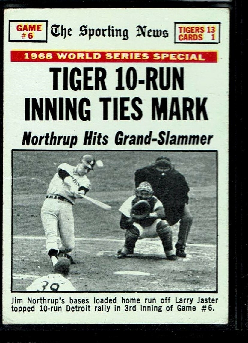 1969 TOPPS BASEBALL DETROIT TIGERS JIM NORTHRUP WORLD SERIES GAME #6 ...