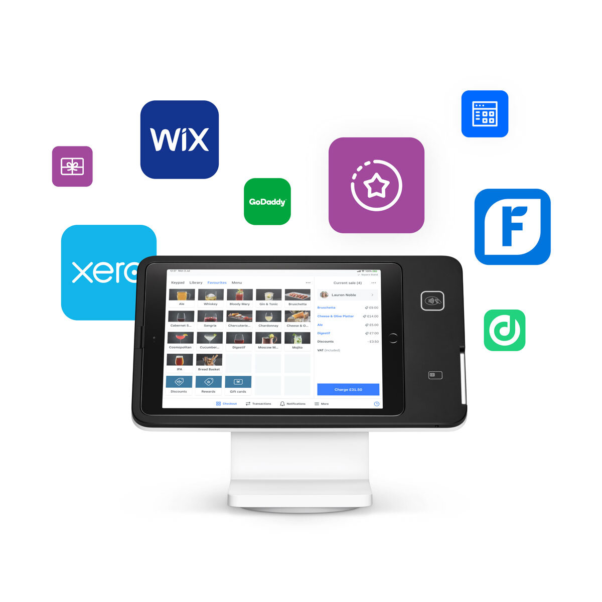 Square POS Stand, 2nd Generation Compatible with iPads: 10.2” iPad Pro ...