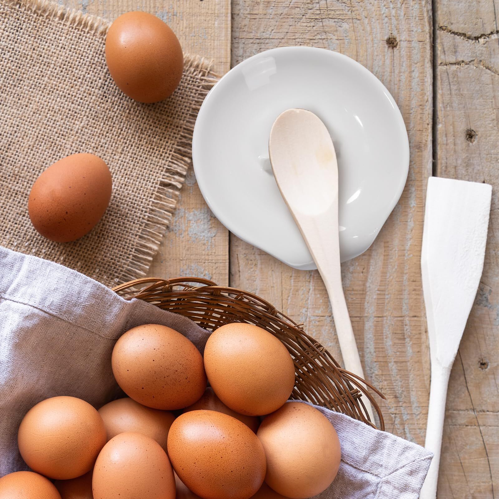 Egg Cracker & Spoon Holder Spoon Rest For Kitchen Ceramic Spoon Holder ...