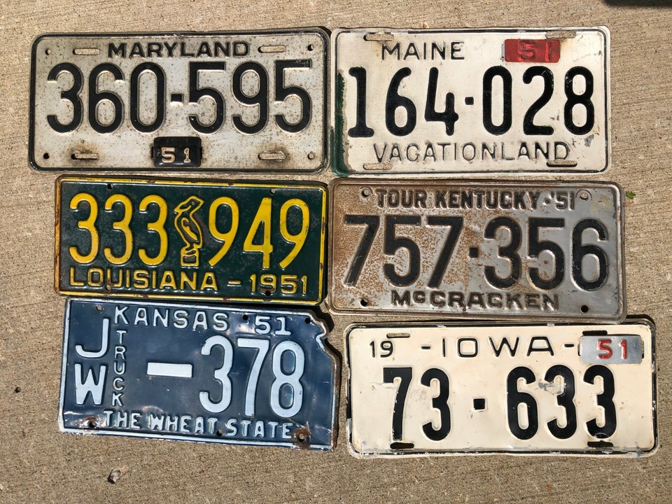 1951 Complete Set ALL 50 US States LICENSE Plates Plate Chevy Ford GMC ...