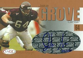Jake Grove autographed Football Card (Virginia Tech) 2004 SAGE Rookie ...