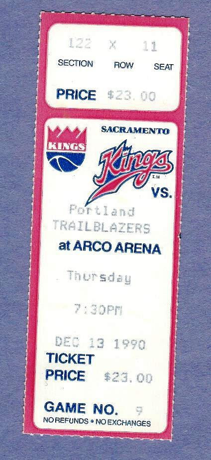 TERRY PORTER AUTO Hand Signed AUTOGRAPH Game Ticket Blazers vs Kings 12 ...