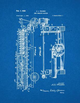 Hemp Breaking Machine Patent Print Blueprint | eBay