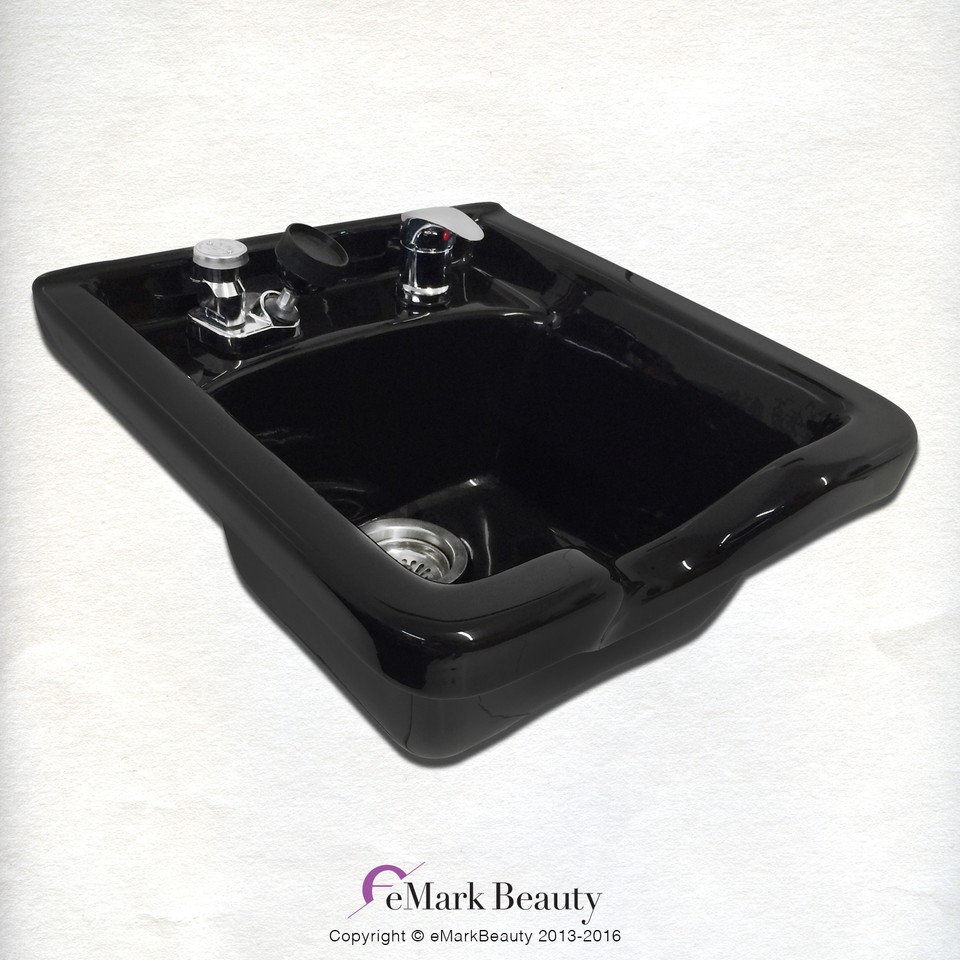 Square Shampoo Bowl Black ABS Plastic Shampoo Sink Salon Equipment TLC ...