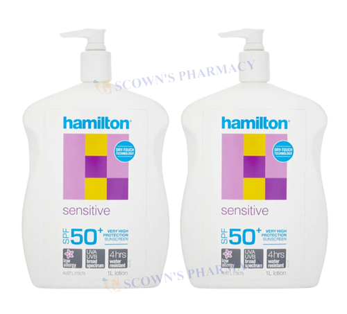 2x Hamilton Sensitive Sunscreen Lotion 4h Water Resistant DryTouch ...
