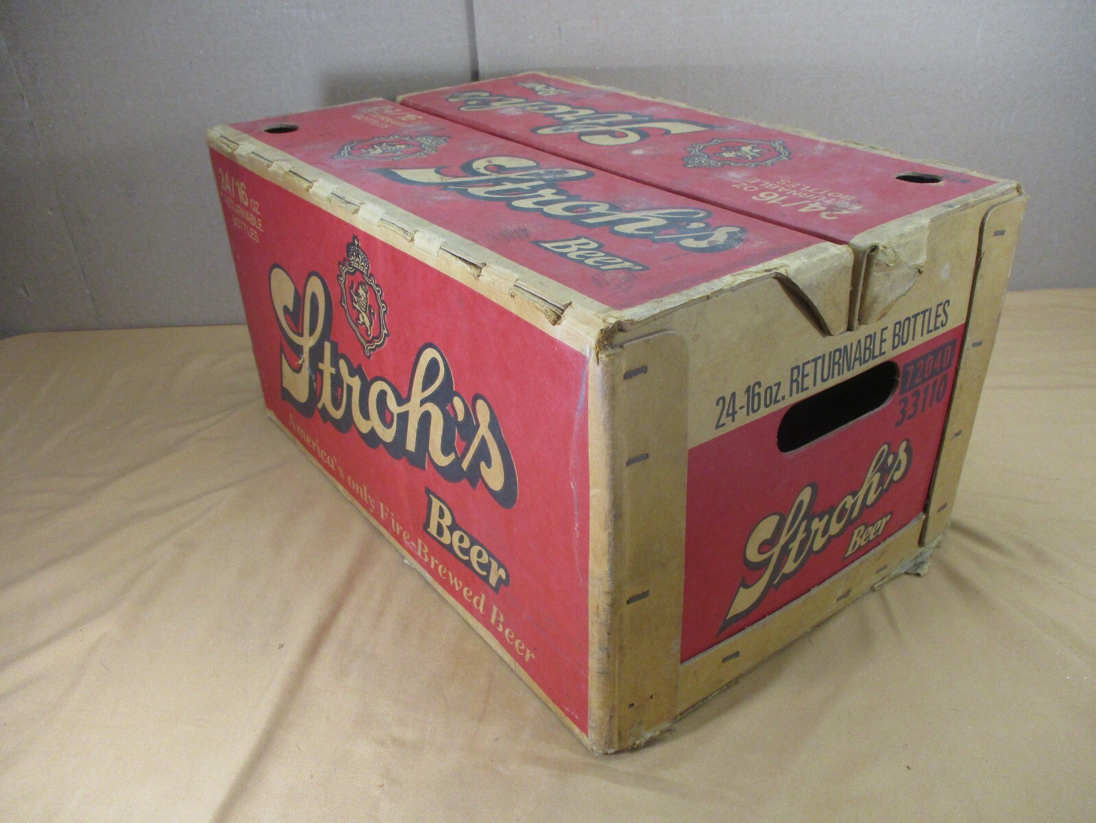 VINTAGE 1970's Stroh's Beer Hard Cardboard 24 Bottle Case Box (B) | eBay