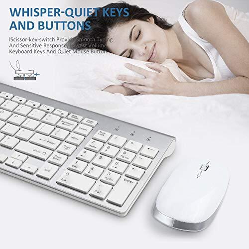 Silver Wireless Keyboard And Mouse Combo Set 2.4G For Mac Pc Full Size ...