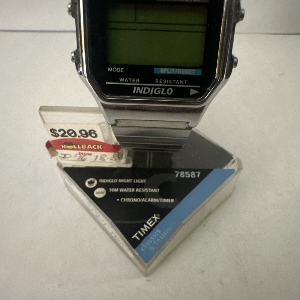 VTG Timex T78587 Men’s Digital Watch Silvertone Expansion Band Indiglo ...