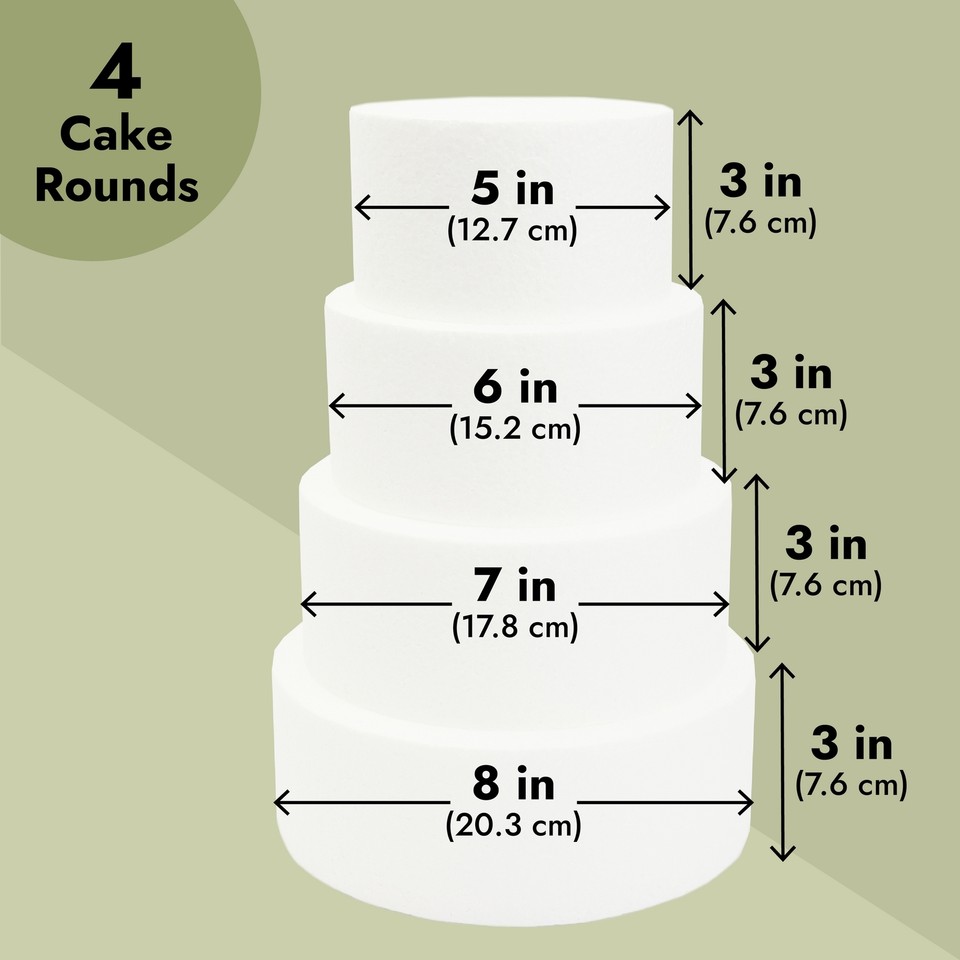4 Tiers Foam Round Shape Mini Cake Dummy Set Foam for Crafts, White, 5 ...