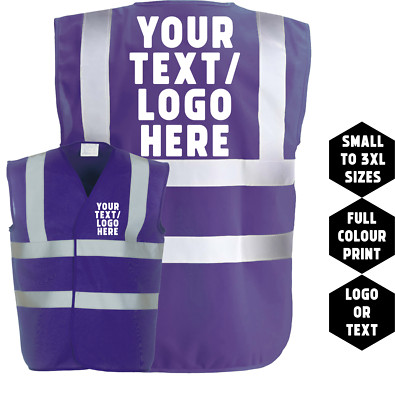 Custom Printed Purple Hi-Vis High-Vis Visibility Safety Vest/Waistcoat ...
