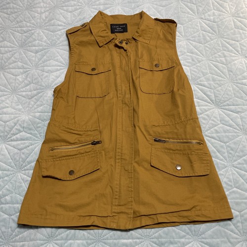 Love Tree Mustard Yellow Button Zip Vest Women’s Size Medium | eBay