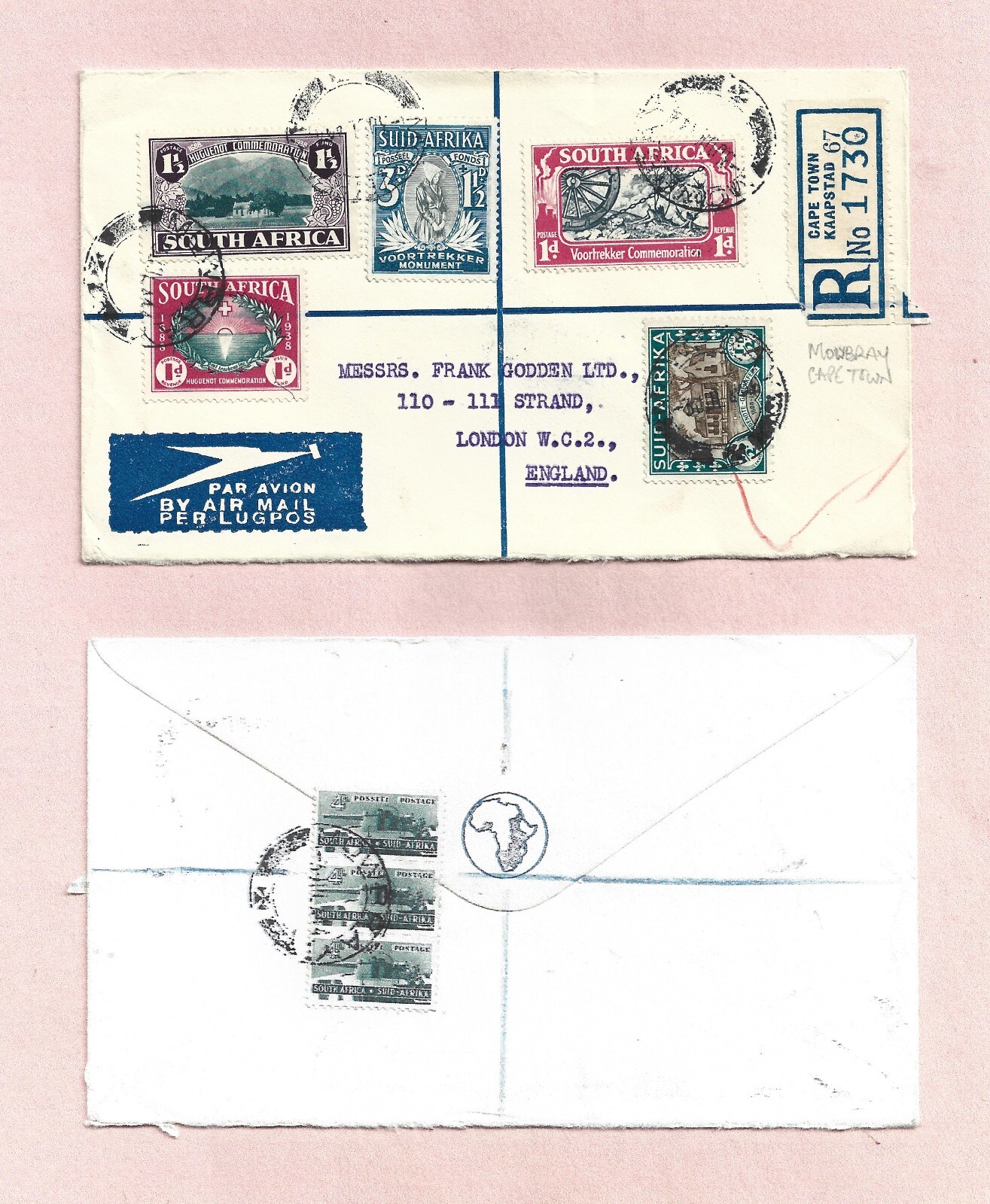 SOUTH AFRICA 1944 REGD AIR COVER TO UK - VOORTREKKER STAMPS etc | eBay