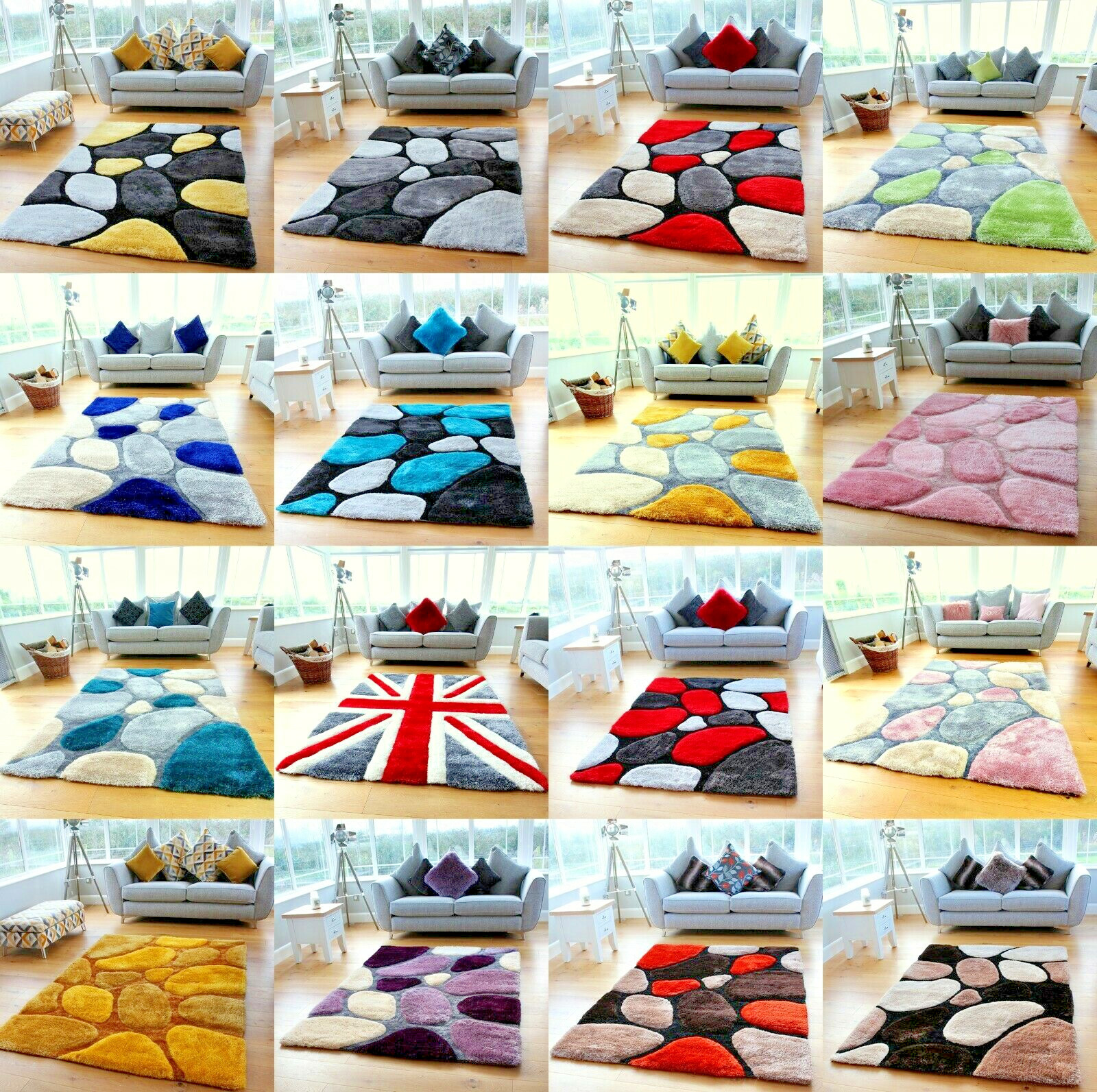 Shaggy Rugs 3D Living Area Rugs Non Shed Deep Pile Luxurious Soft Thick ...