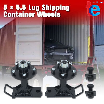 5 × 5.5 Lug Shipping Container Wheels and Bolt-On Spindle Kit with ...