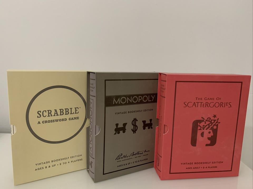 Scrabble, Monopoly & Scattergories Vintage Linen Book Board Game ...