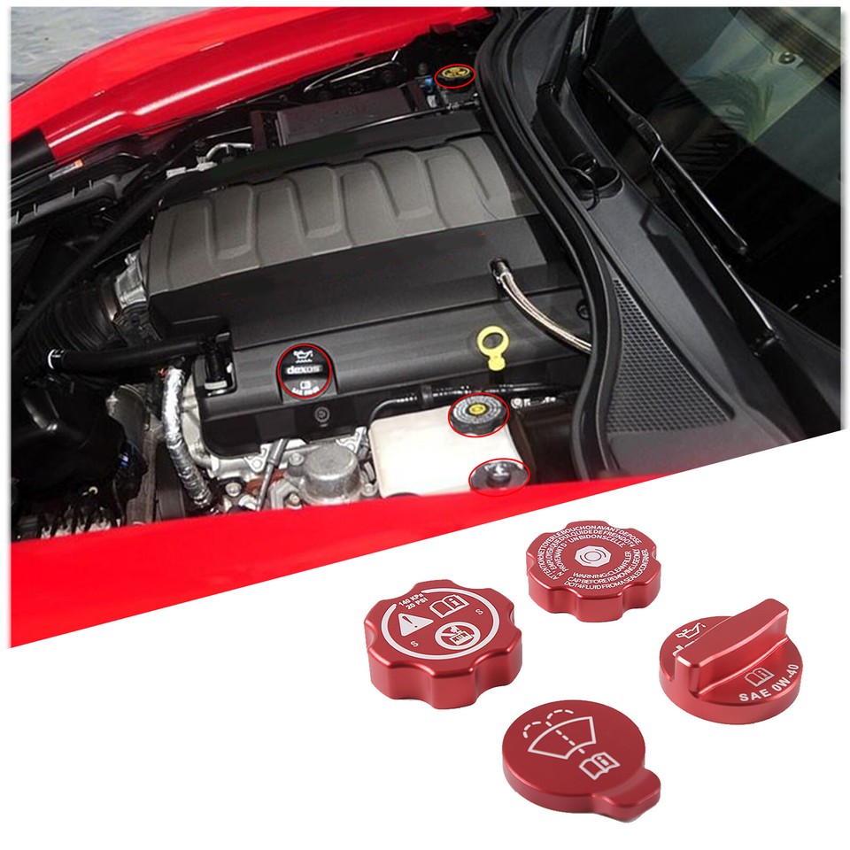 Aluminum Engine Bay Oil Cap Radiator water tank Cap Trim For Corvette ...