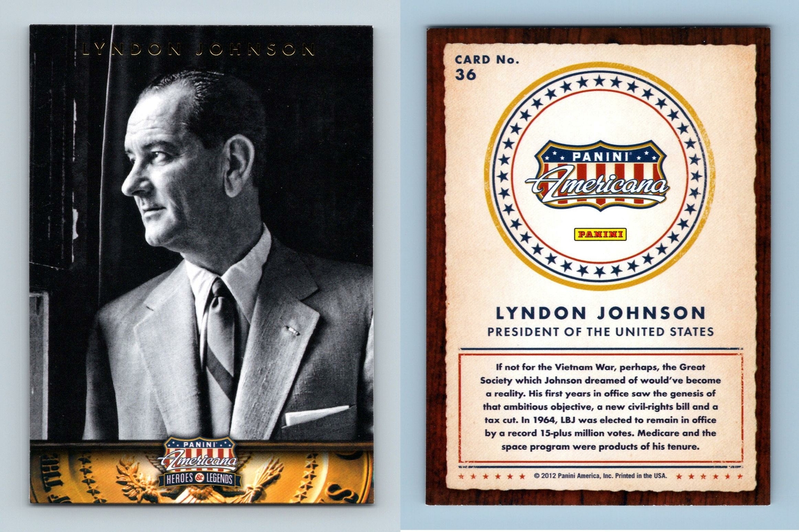 Lyndon Johnson #36 Americana Heroes & Legends 2012 Panini Trading Card ...