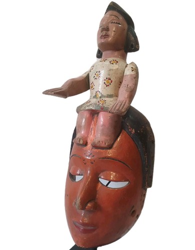 Very Rare, Old, Used Igbo Adamma Mask With Seated Puppet. Fine Example ...