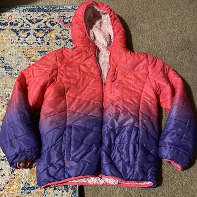 Girls Eddie Bauer Reversible Hooded Fleece Ombré Puffer Jacket - Pink ...
