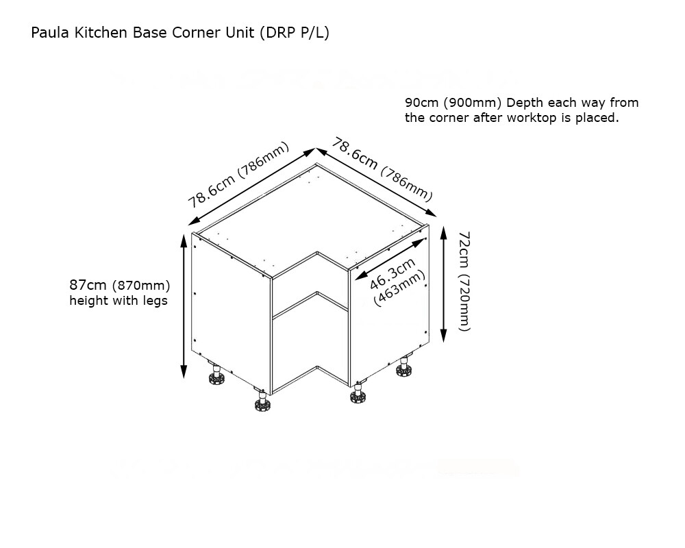 Kitchen Corner Base Cabinet 90cm 900 Unit L Shape Door Cupboard Dark ...