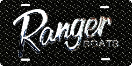 Ranger Boats Black Diamond Plate & Chrome Lettering Sublimated License ...