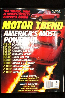 Motor Trend November 1995 - America's Most Powerful - Like New, No ...
