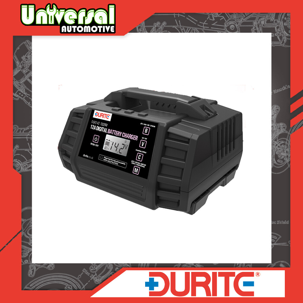 Durite 12A 9 Step Fully Automatic Digital Battery Charger Maintainer ...