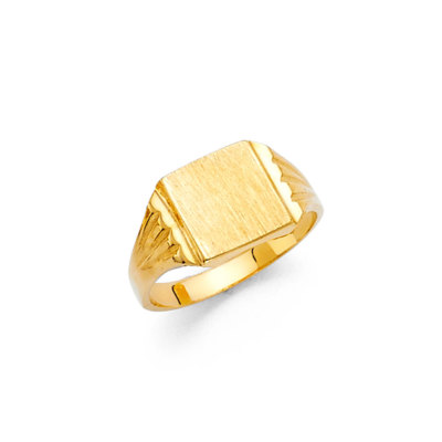 Kid 14k Yellow Real Gold Plain Engraveable Square Children Girl Boy ...