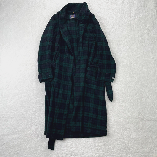VTG Pendleton Robe Mens Green Buffalo Plaid Flannel Wool Pockets Shawl ...
