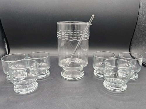 Vtg Princess House Crystal Cocktail Set #407 Mixer Shot Glasses Stirrer ...