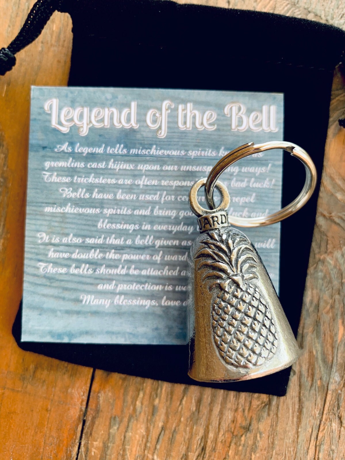 Pineapple GUARDIAN Bell of Good Luck fortune pet keychain gift foody ...