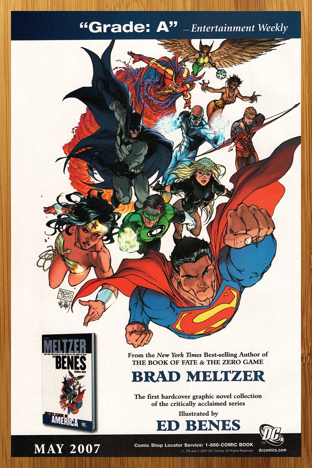 2007 Justice League of America Hardcover Print Ad/Poster Meltzer Benes ...