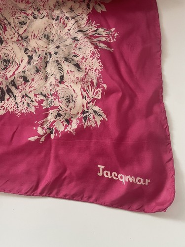 Vintage 1950s 75cm Square Jacqmar Floral Pink Silk Scarf Hand Rolled ...