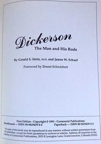 Dickerson The Man and His Rods by GS Stein & JW Schaaf Book | eBay
