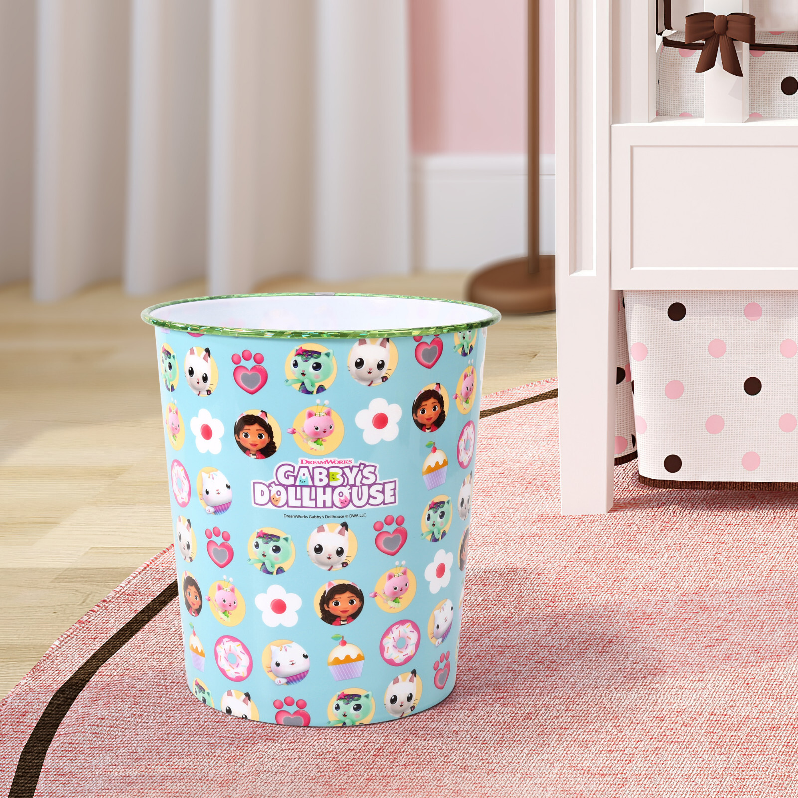Gabby's Dollhouse Kids Waste Bucket Paper Bin Basket for Bedroom Desk ...