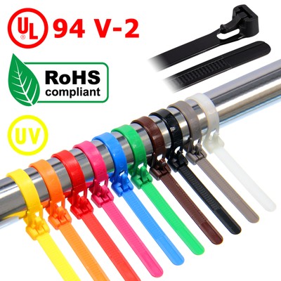 Kabelbinder wiederverwendbar wiederlösbar UL 94 V2 & UV-beständig ...