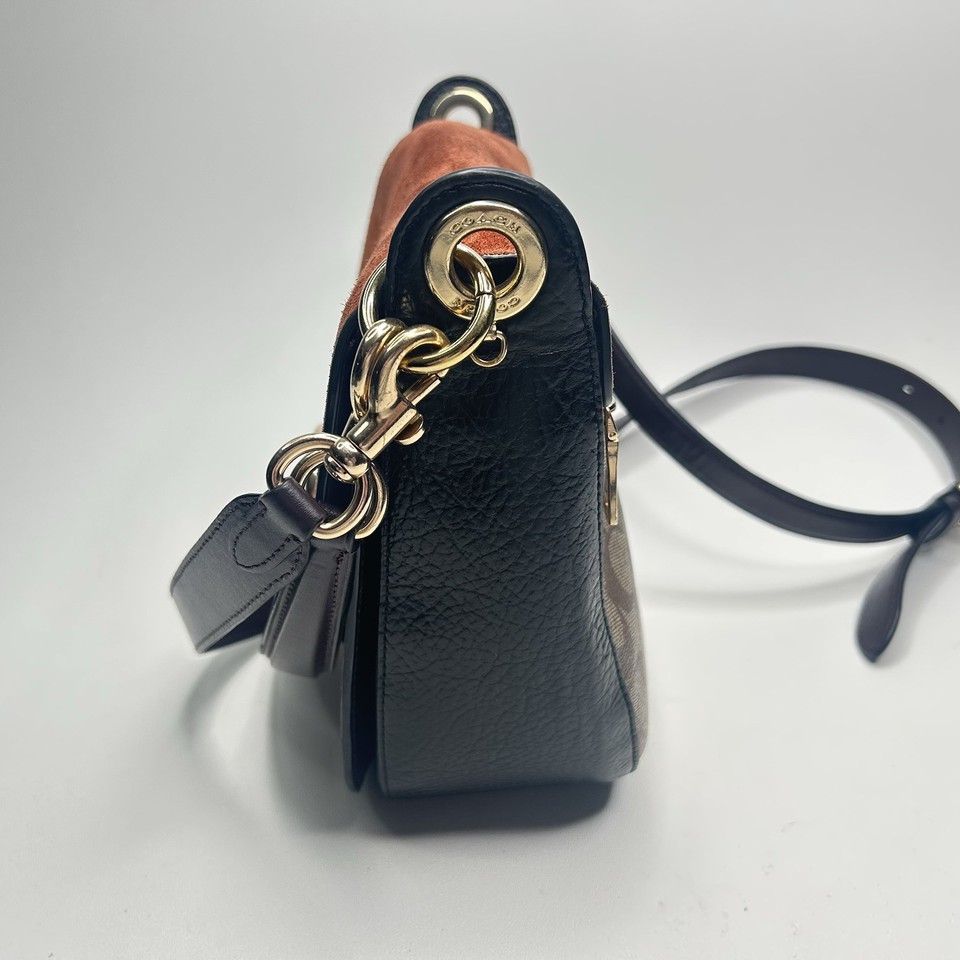 COACH C5692 Kleo Shoulder Bag Suede/PVC Leather Khaki 2Way Handbag $498 ...