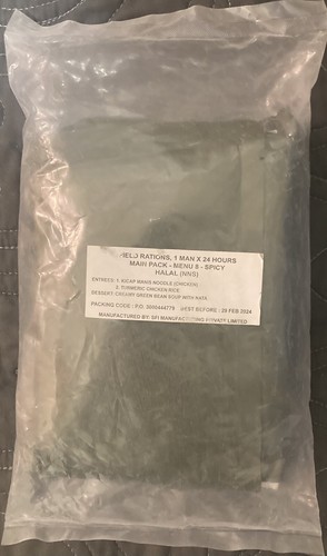 Singapore Army Combat Food Ration Main Meal Pack #8 Halal Military MRE ...