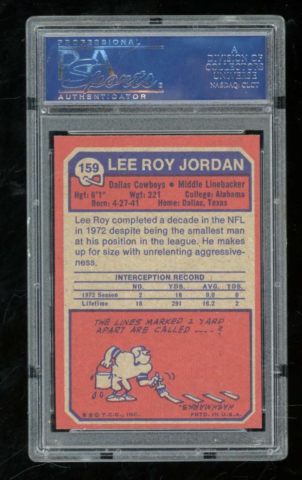 1973 Topps Lee Roy Jordan #159 PSA 6 Dallas Cowboys ES6650 | eBay