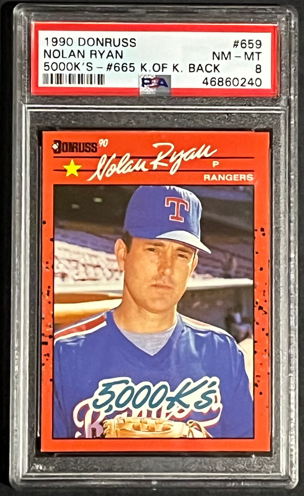 1990 Donruss #659 Nolan Ryan [HOF] ERROR CARD- 5000K's/King of Kings ...