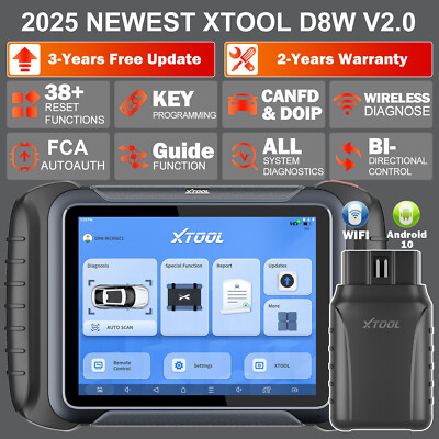XTOOL D8W Wireless OBD2 Scanner Bidirectional Scan Tool Topology FCA ...