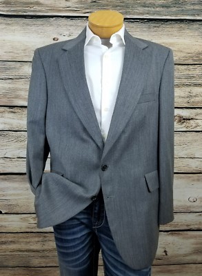 ADAMS ROW Mens Size 42R 2 Button Single Vent Grey Sport Coat Blazer ...