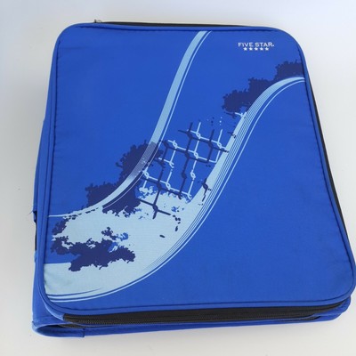 Mead Five Star Binder Vintage Blue Wave Fabric Zip Up School Notebook 3 ...