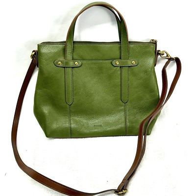 Fossil Felicity 2024 Satchel Crossbody Green Pebbled Leather Handbag ...