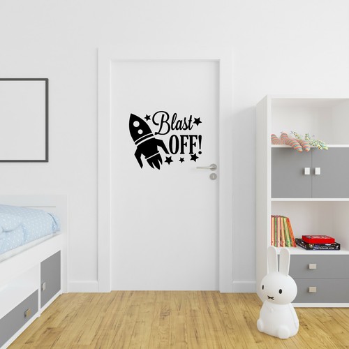 Blast Off//Removable Vinyl Quotes Stickers//Kids Nursery Rocket//Wall ...