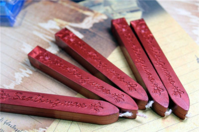 5pcs Wine Red Wax Sticks with Wick for Sealing Stamps, Letters ...