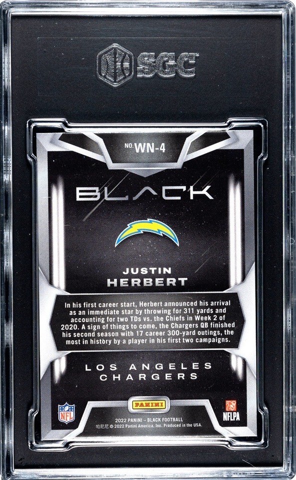 2022 Panini Black Justin Herbert White Night SSP #WN-4 Chargers Case ...